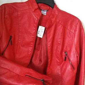 Dots | Jackets & Coats | Red Faux Leather Jacket | Poshmark